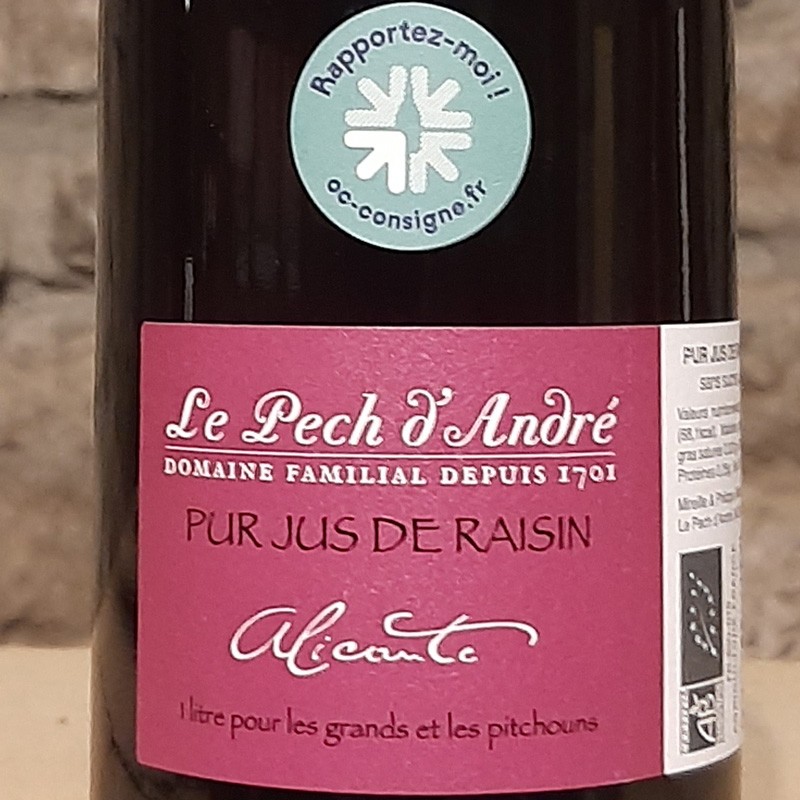 Alicante jus de raisin rouge bio de vigneron : achat direct