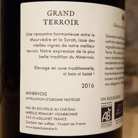 Grand Terroir old vines organic red wine AOC Minervois: direct order